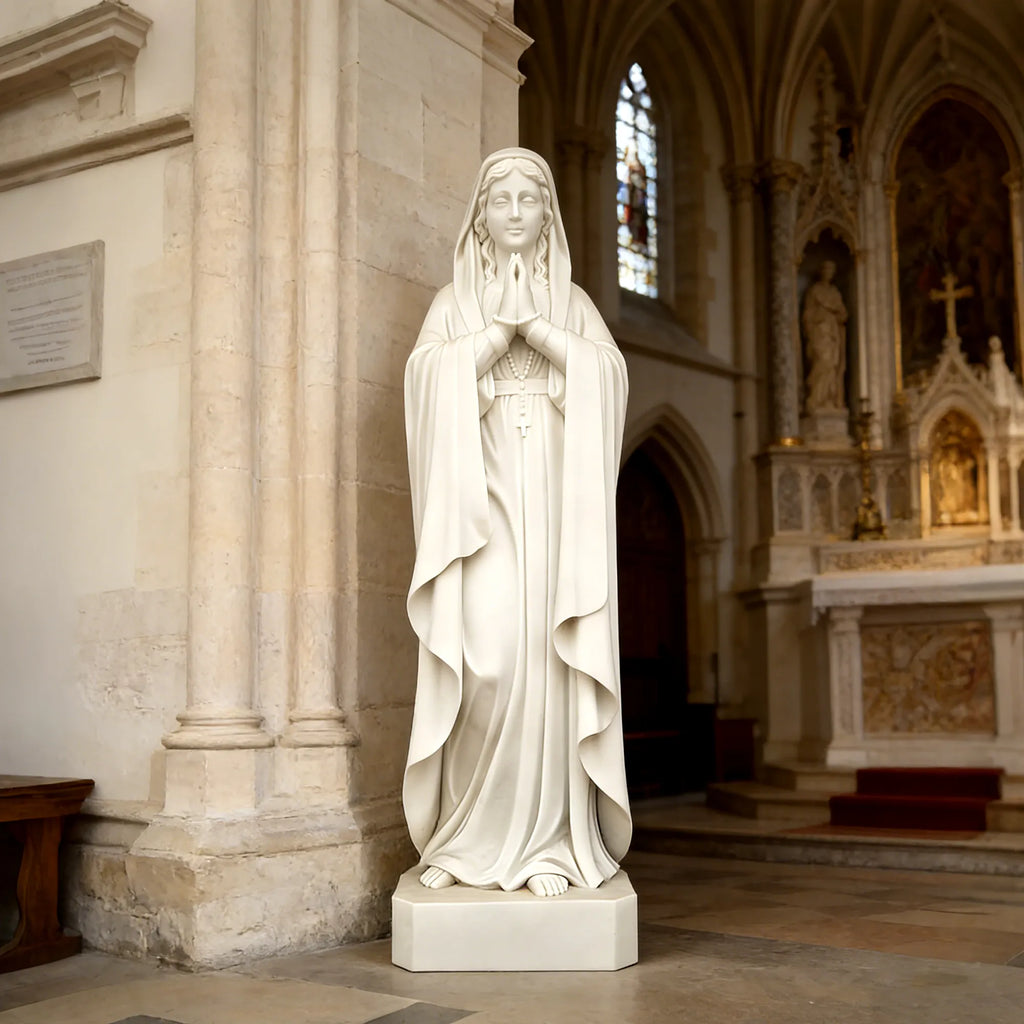 VICTORY Marble Virgin Mary Statue Praying Catholic Religious Sculpture ...